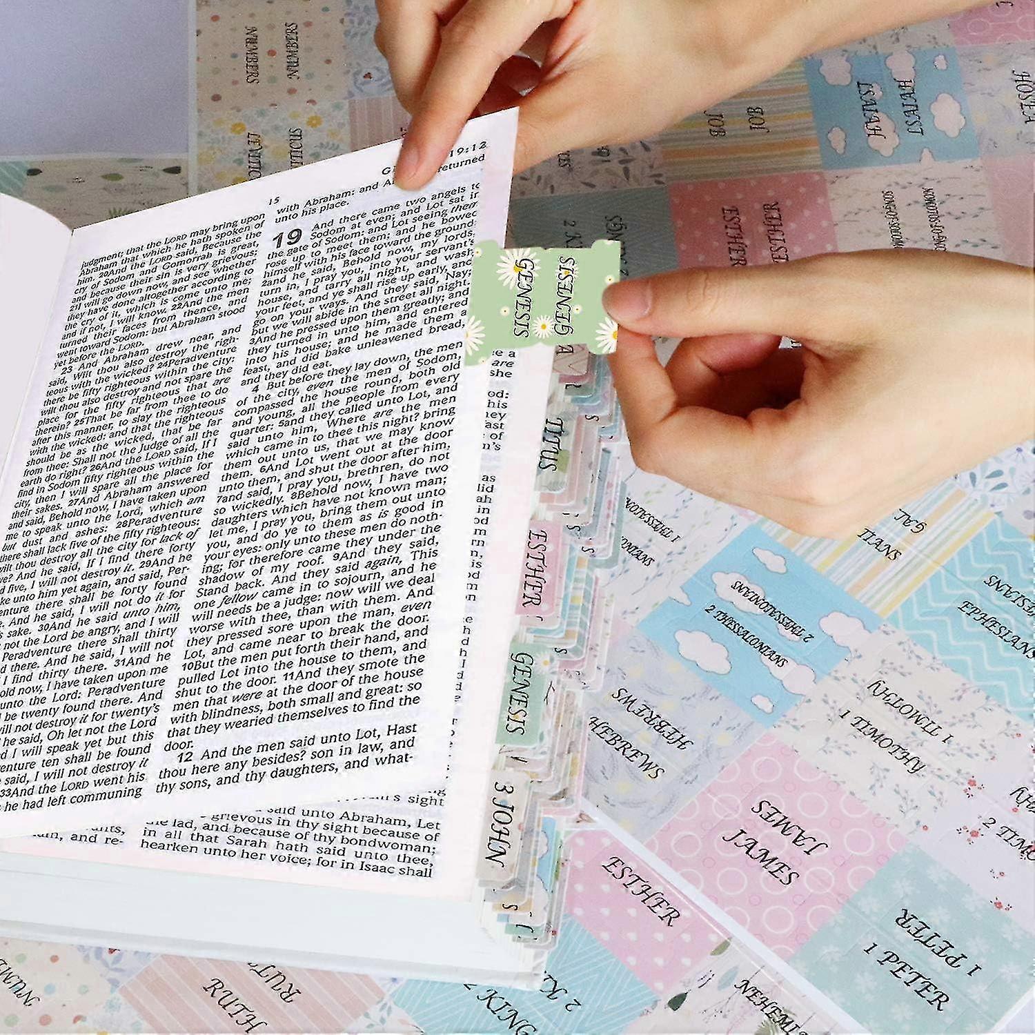 Floral Bible Tabs Index Stickers - Set Of 90 (66 Bible Index Tabs + 24 ...
