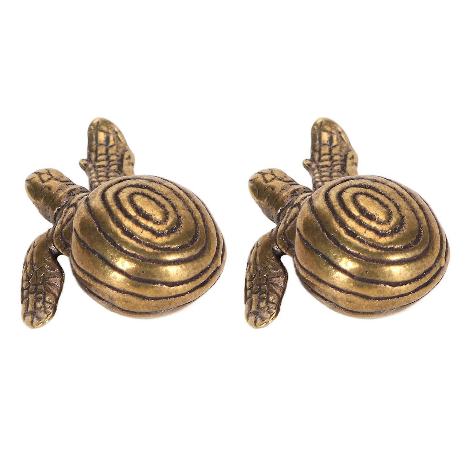 2pcs Tortoise Ornament Antique Brass Tortoise Sculpture Cute Exquisite ...