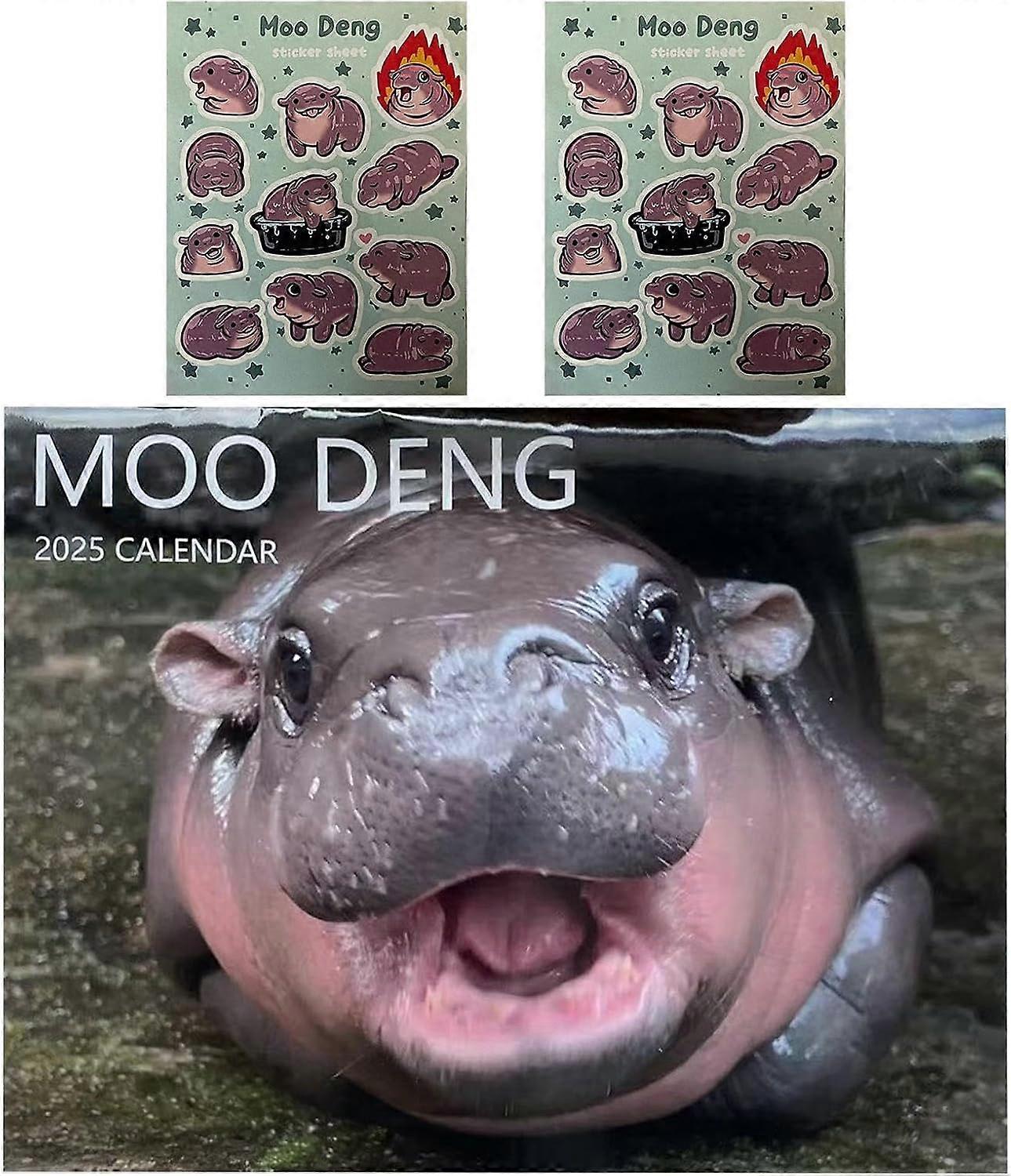 Moo Deng Calendar, 2025 Calendar, Funny Moo Deng Hippo Calendar, Baby ...