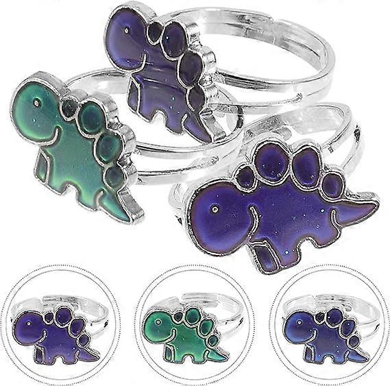 3pcs mood ring adjustable color changing ring dinosaur finger ring ...
