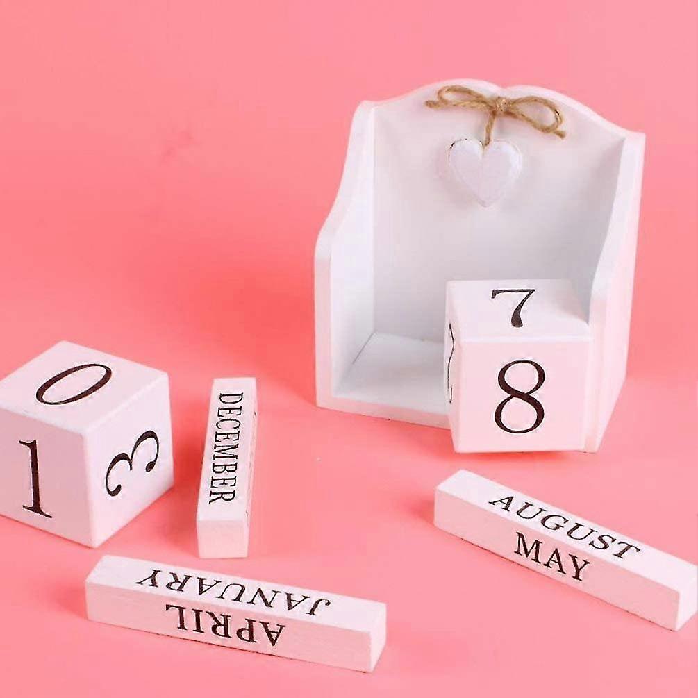 Wooden Calendar Blocks Vintage Desktop Ornaments European Style ...