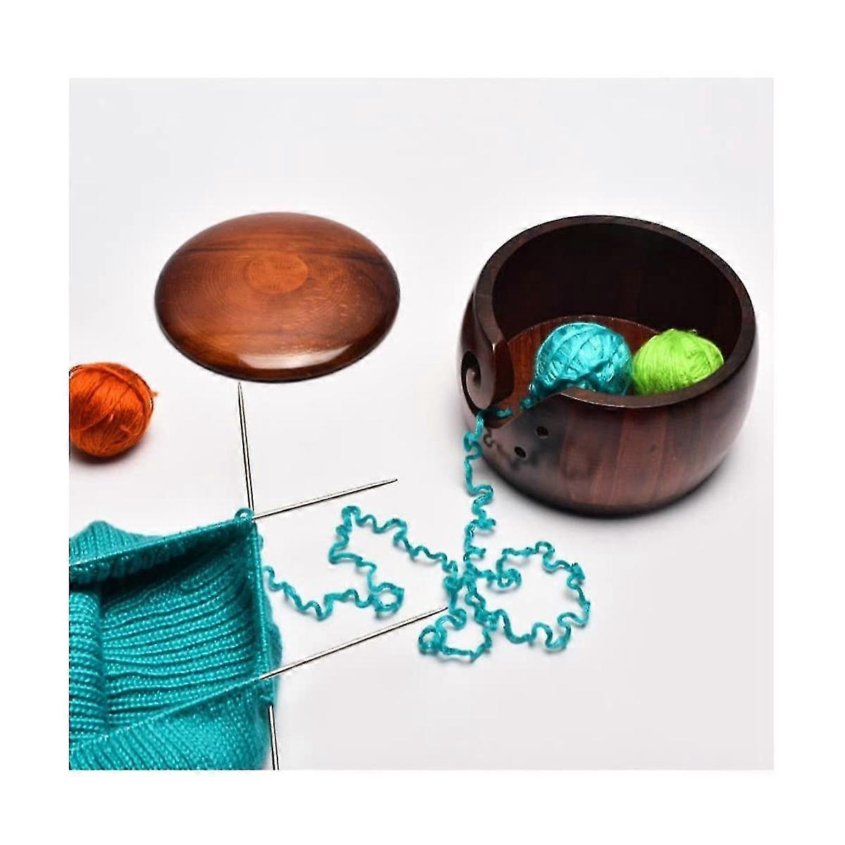 Wooden Yarn Bowl,yarn Bowls With Lid For Knitting Crochet Yarn Ball ...