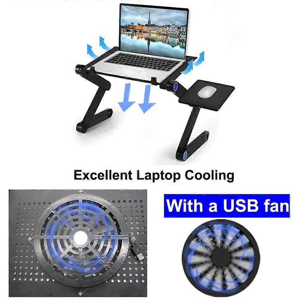Adjustable Aluminum Laptop Stand With Fan And Mouse Pad Ergonomic ...
