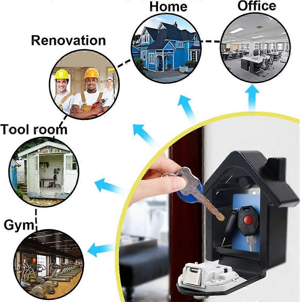 Key Safe Wall Mounted Key Box with Digital Code & Emergency Keys, Large ...