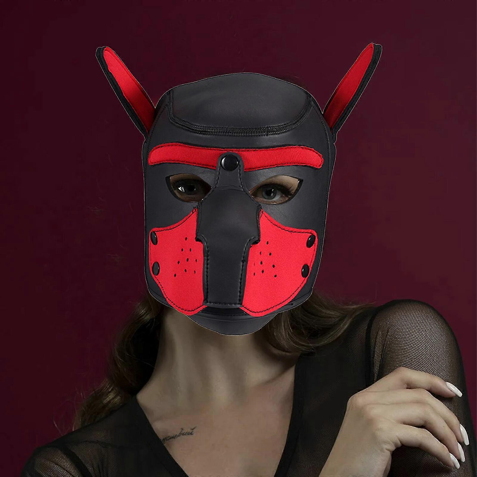 Adults Neoprene Puppy Hood Mask, Removable Cosplay Dog Full Face Pup ...