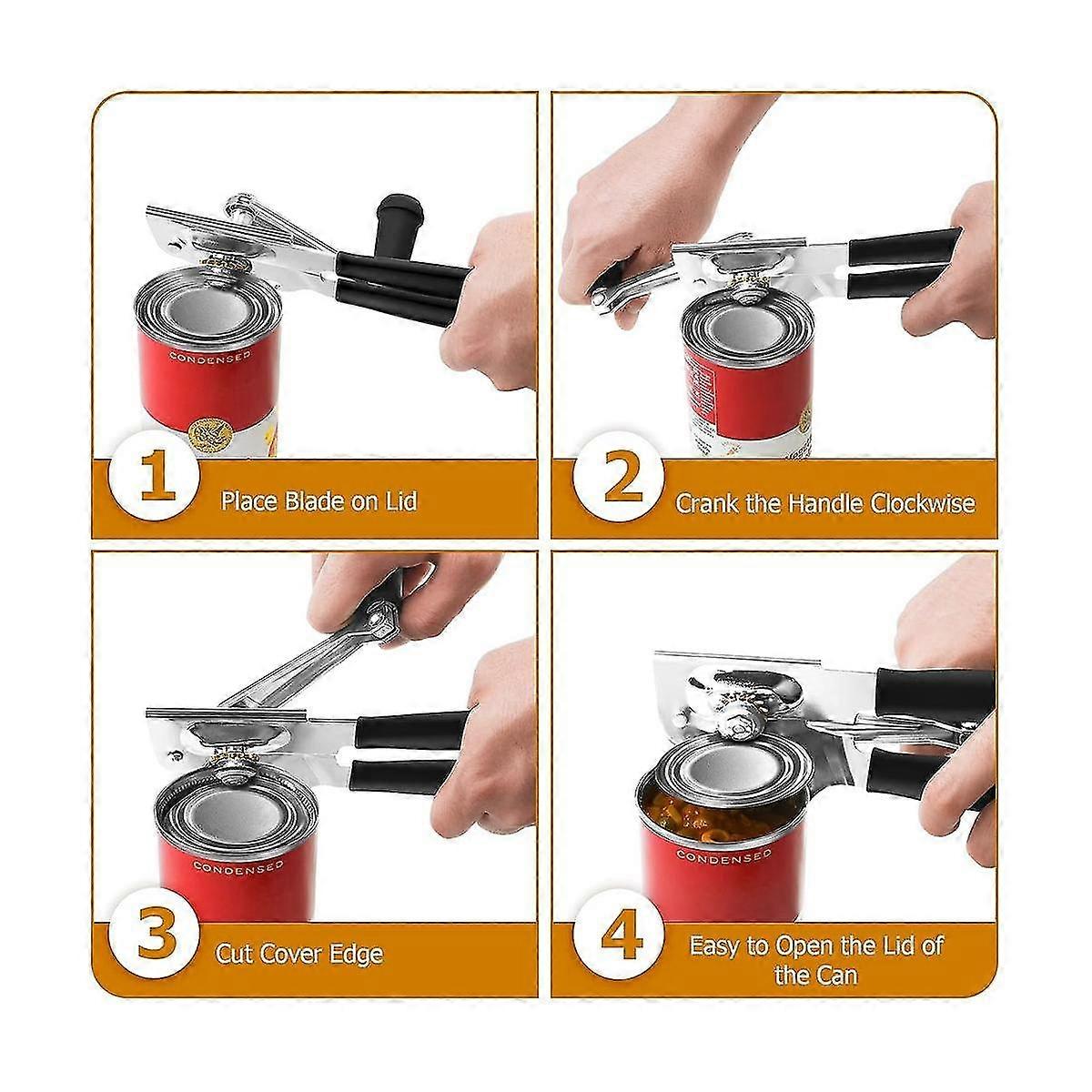 2pcs Commercial Can Opener Heavy Duty Hand Can Opener Manual Handheld ...