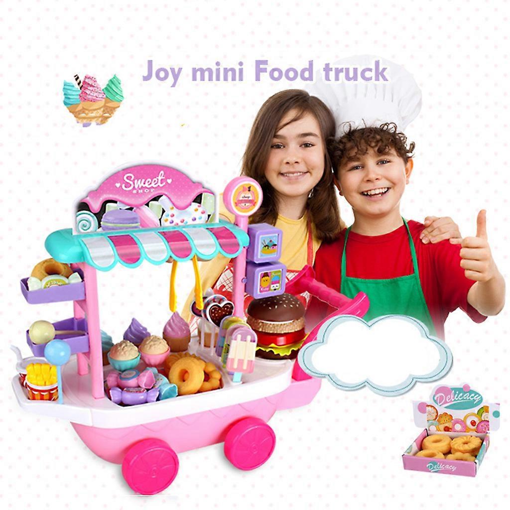 Kids Pretend Kitchen Cooking Ice Cream Candy Trolley Food Cutting House ...