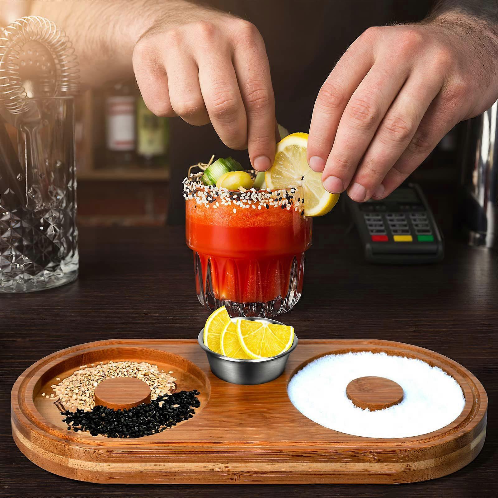 Margarita Salt Rimmer Set Bamboo 3 Tier Bar Glass Rimmer Sugar Salt Box ...