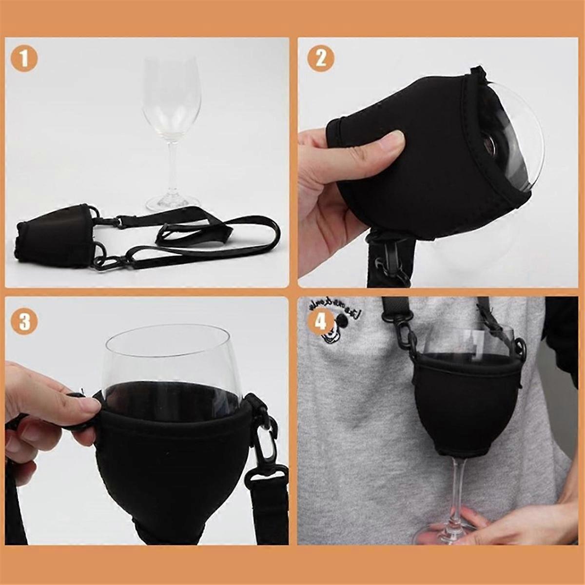 4PCS Portable Wine Glass Holder Strap Wine Sling Yoke Glass Holder ...