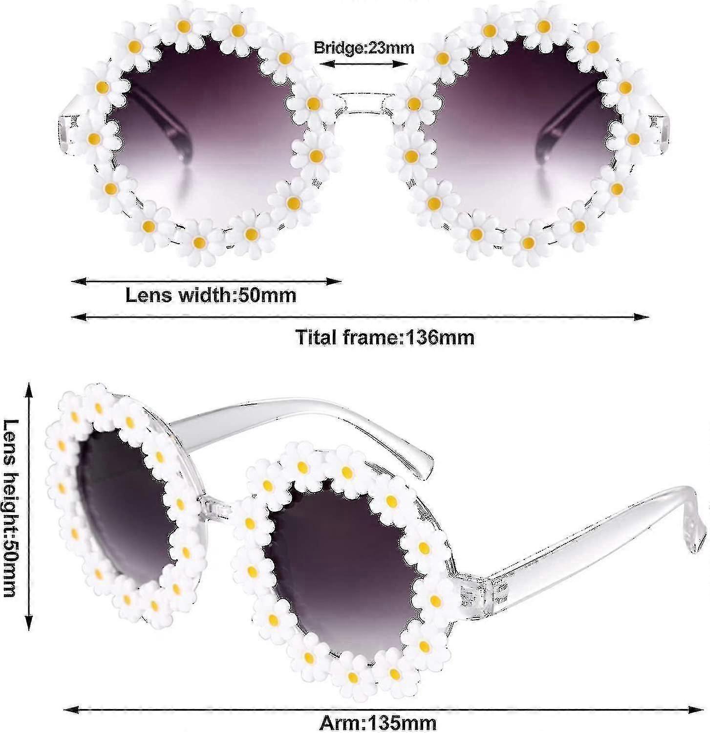 3 Packs Retro Daisy Sunglasses For Women Flower Round Disco Sunglasses ...