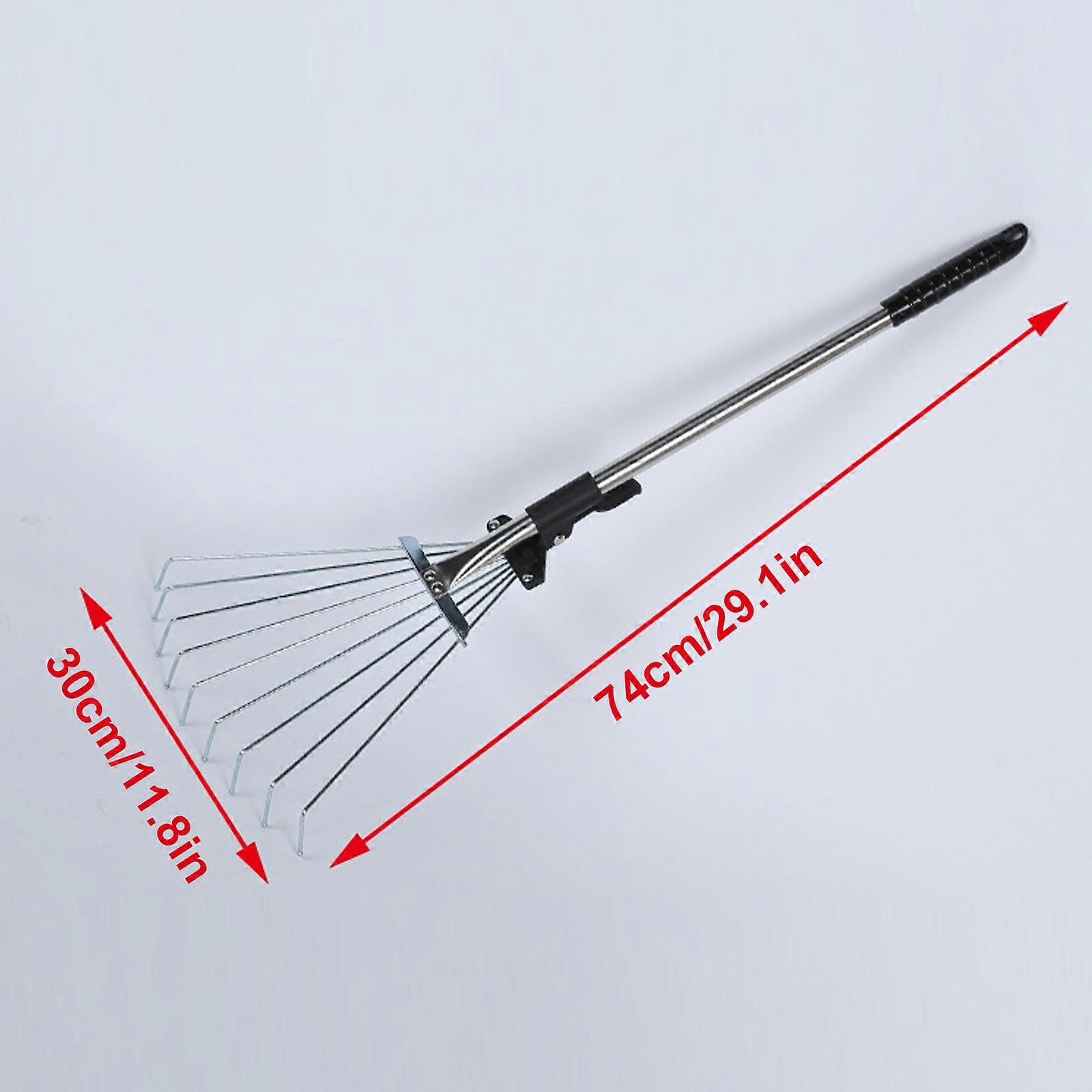 Ergonomic Garden Rake with Lightweight Aluminum Adjustable Handle ...