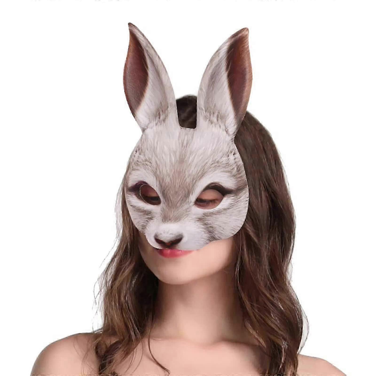 Plush Rabbit Mask White Rabbit Mask, Easter Costume Cosplay Party Mask ...