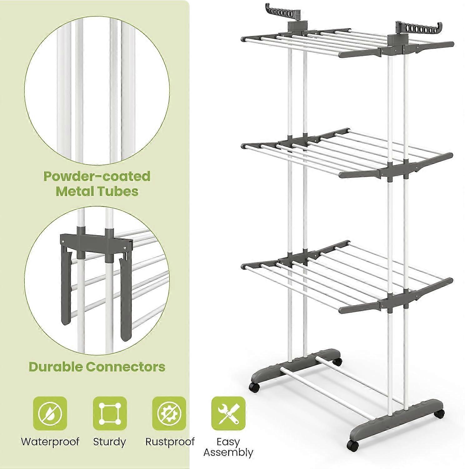 Oversized Foldable Clothes Drying Rack for Indoor Outdoor Use 4-Tier ...