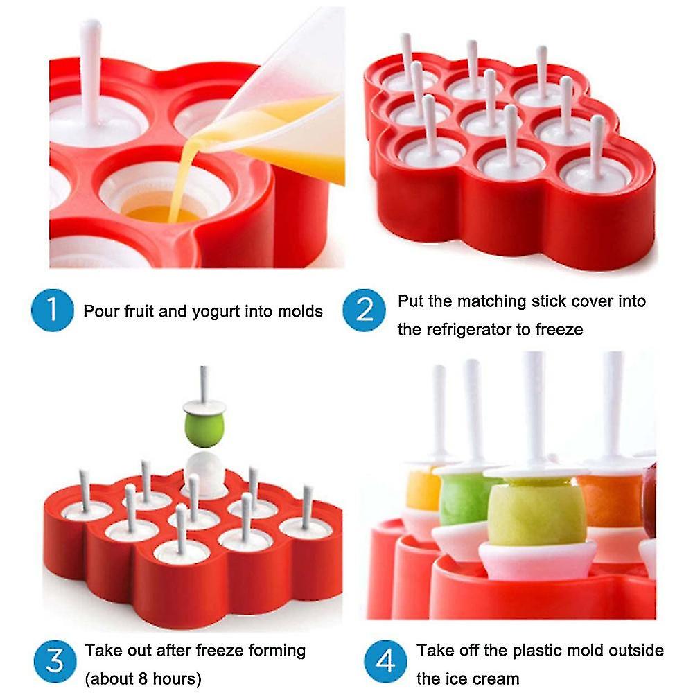 Mini Pop Molds, 9 Miniature Popsicle Molds With Sticks And Drip Guard ...