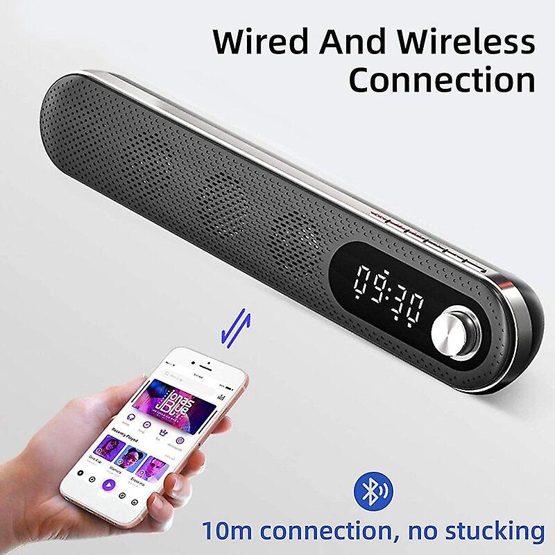 Wireless usb desk bluetooth speaker soundbar with dual alarm clock fm ...