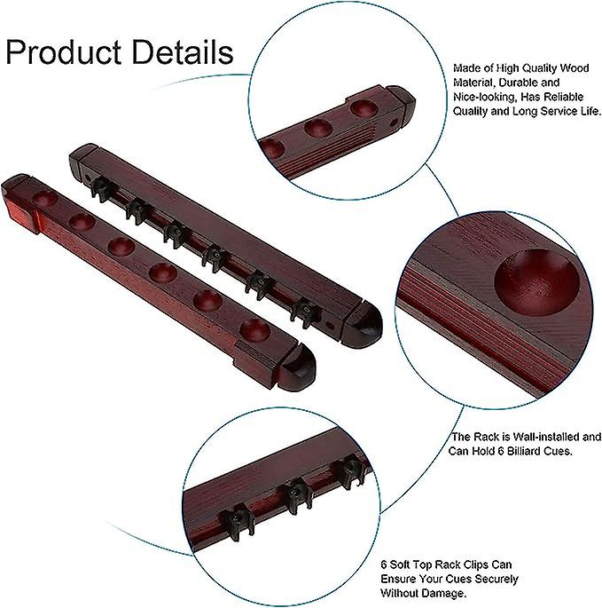 Pool Cue Holder, Wooden Billiard Pool Cue Rack Wall Mounted Pool Cue ...