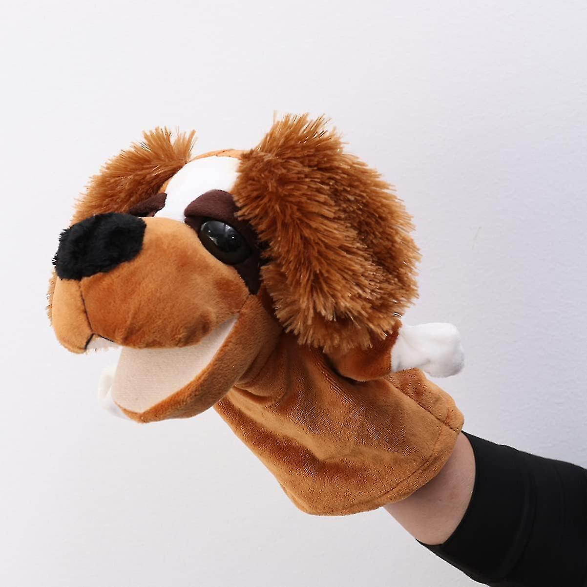 Hand Puppet Animal Plush Cartoon Role Play Toy Hairy Ears Dog ...