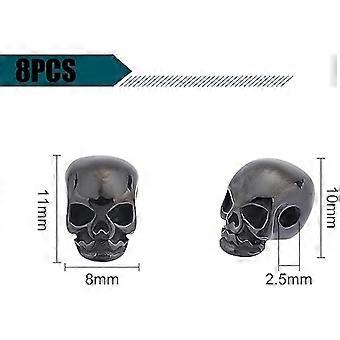 8pcs Gunmetal Skull Beads Stainless Steel Skull Head Beads Retro Skull ...