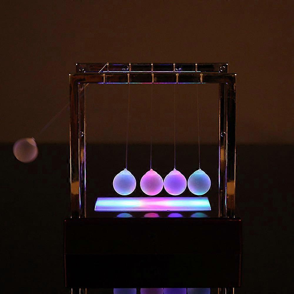 Newtons Cradle Led Light Up Kinetic Energy Home Office Science Toys ...