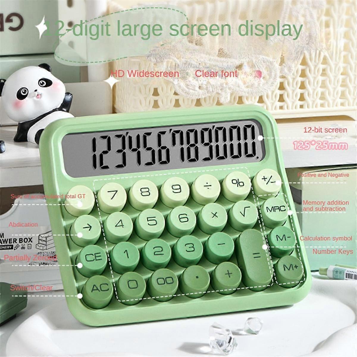 Desktop 12 Digit Cute Calculator, Mechanical Switch Design, Large LCD Display Big Button ...