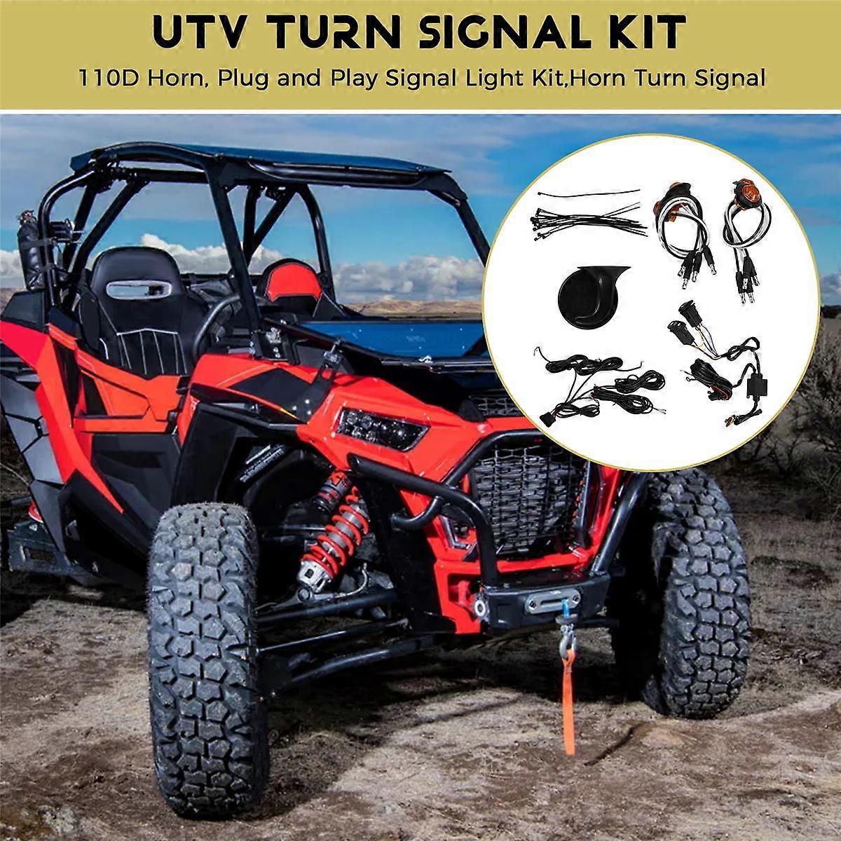 UTV Turn Signal Kit,UTV ATV Street Legals Turn Signals, 110D Horn, Plug and Play Signal Light ...