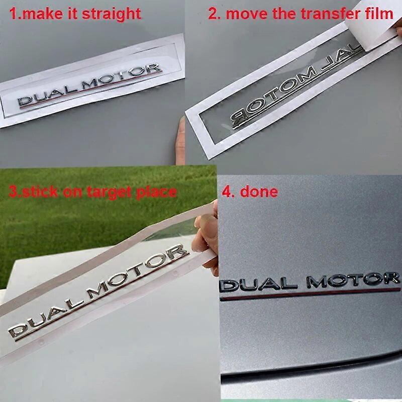 DUAL MOTOR Underlined Letters Emblem for Tesla Model 3 Car Styling ...