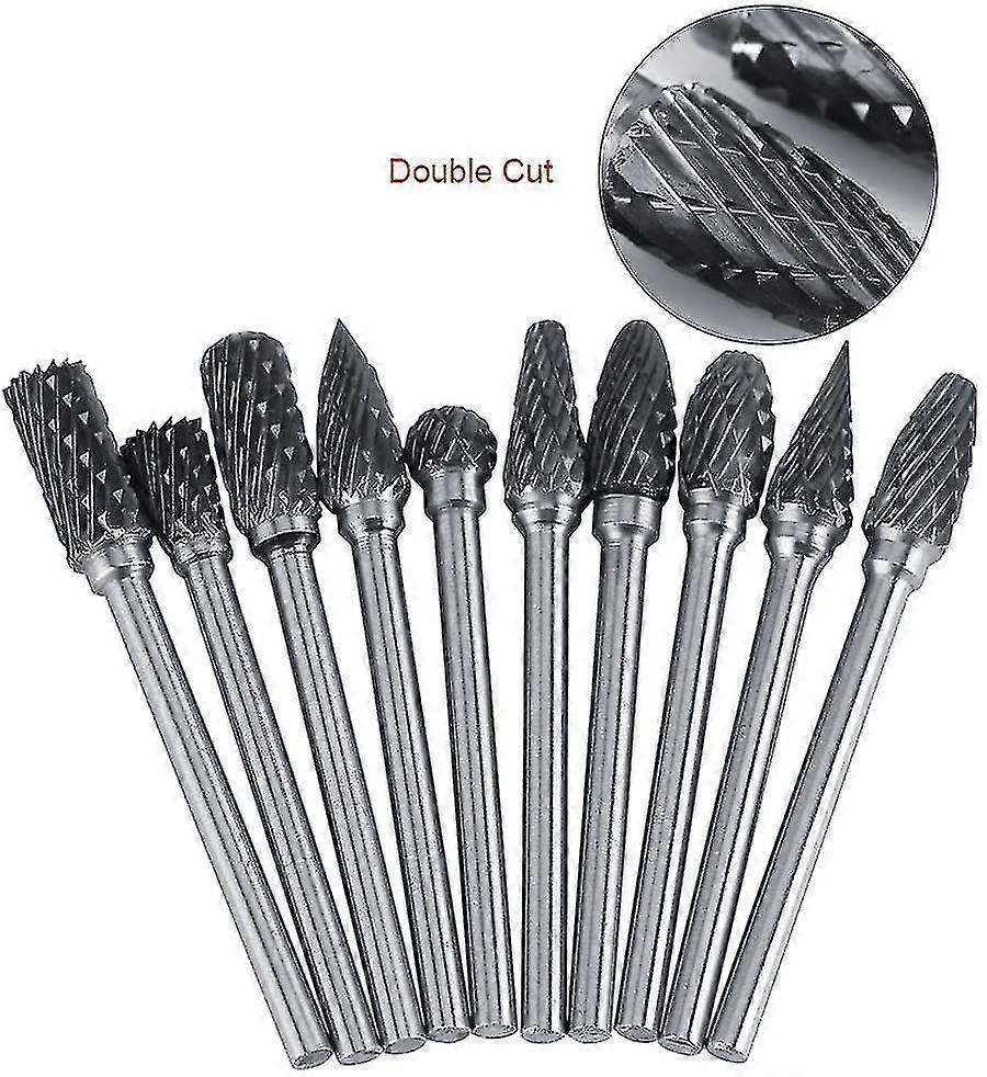 Carbide Cutter Set Rotary Files Tungsten Steel 10pcs Diameter Head ...