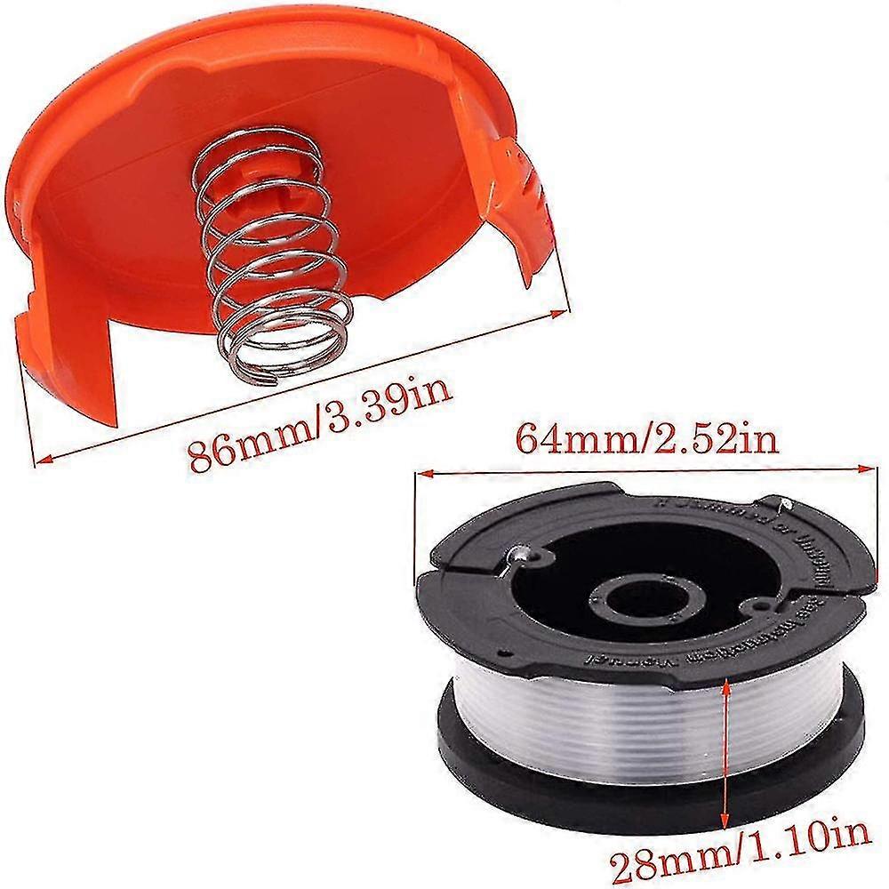 6 Pack Line Spool With 2 Covers For Replace Black Decker Grass Trimmers ...