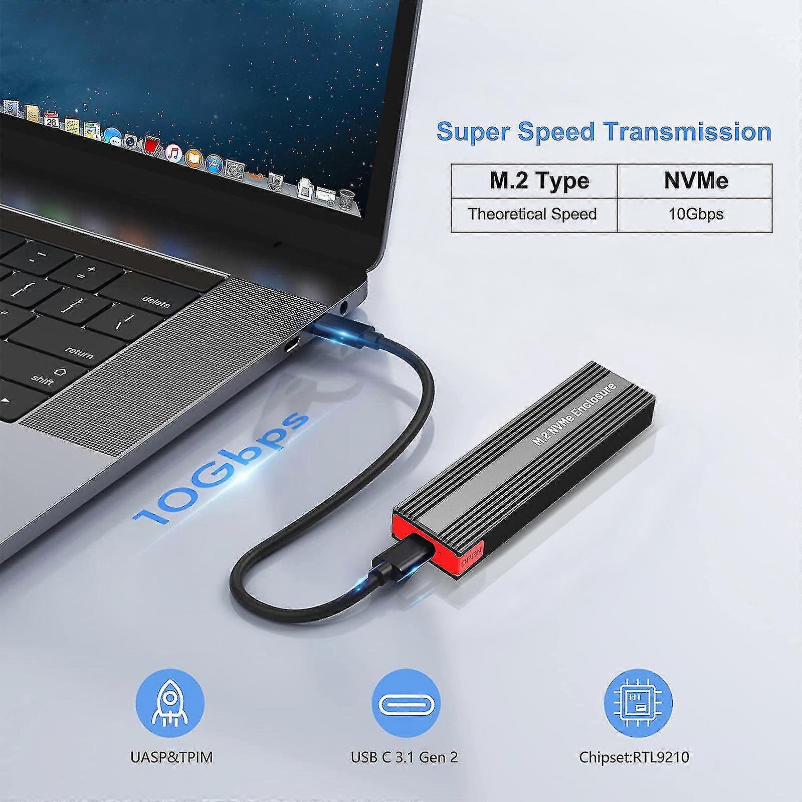 M.2 Nvme Ssd Enclosure Adapter 10gbps Usb C 3.1 Gen2 Nvme Case External ...