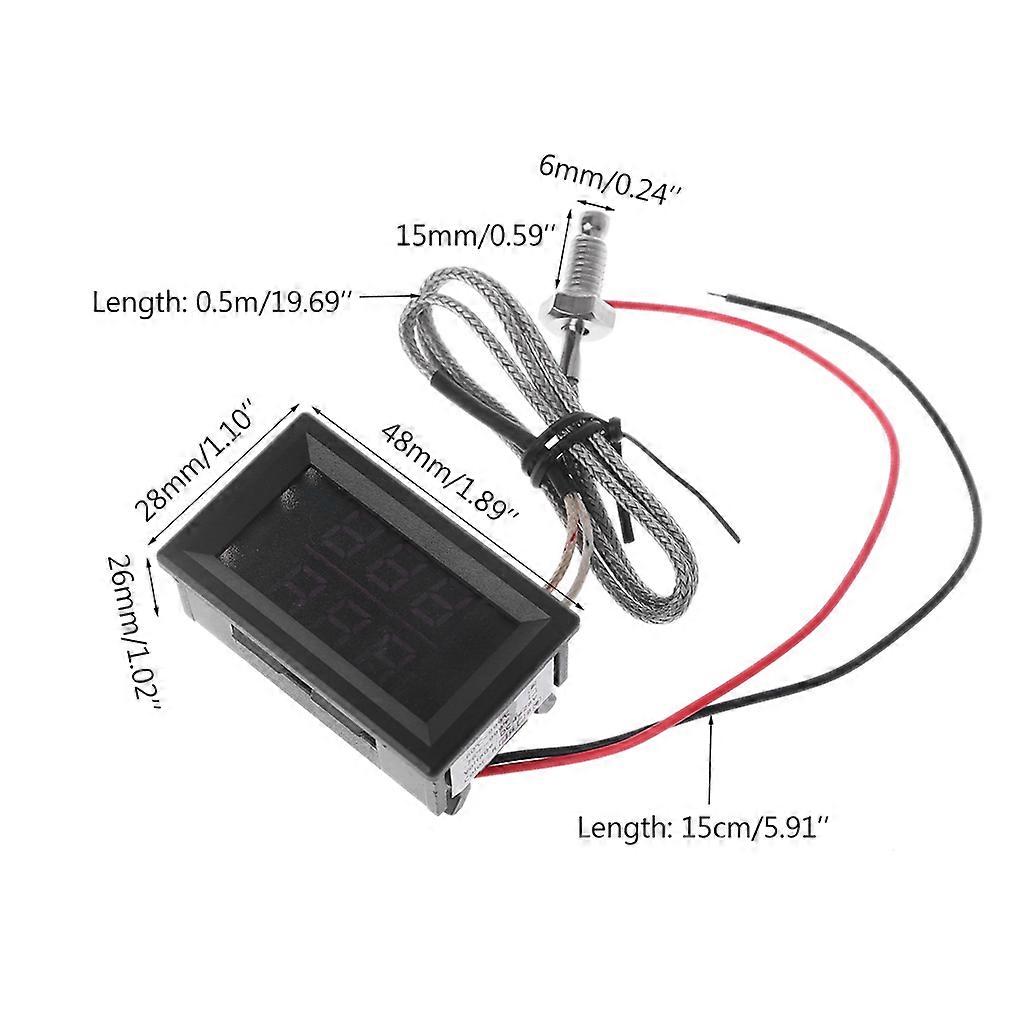 Dual Digital LED Display Thermocouple Thermometer K-Type Thermocouple ...