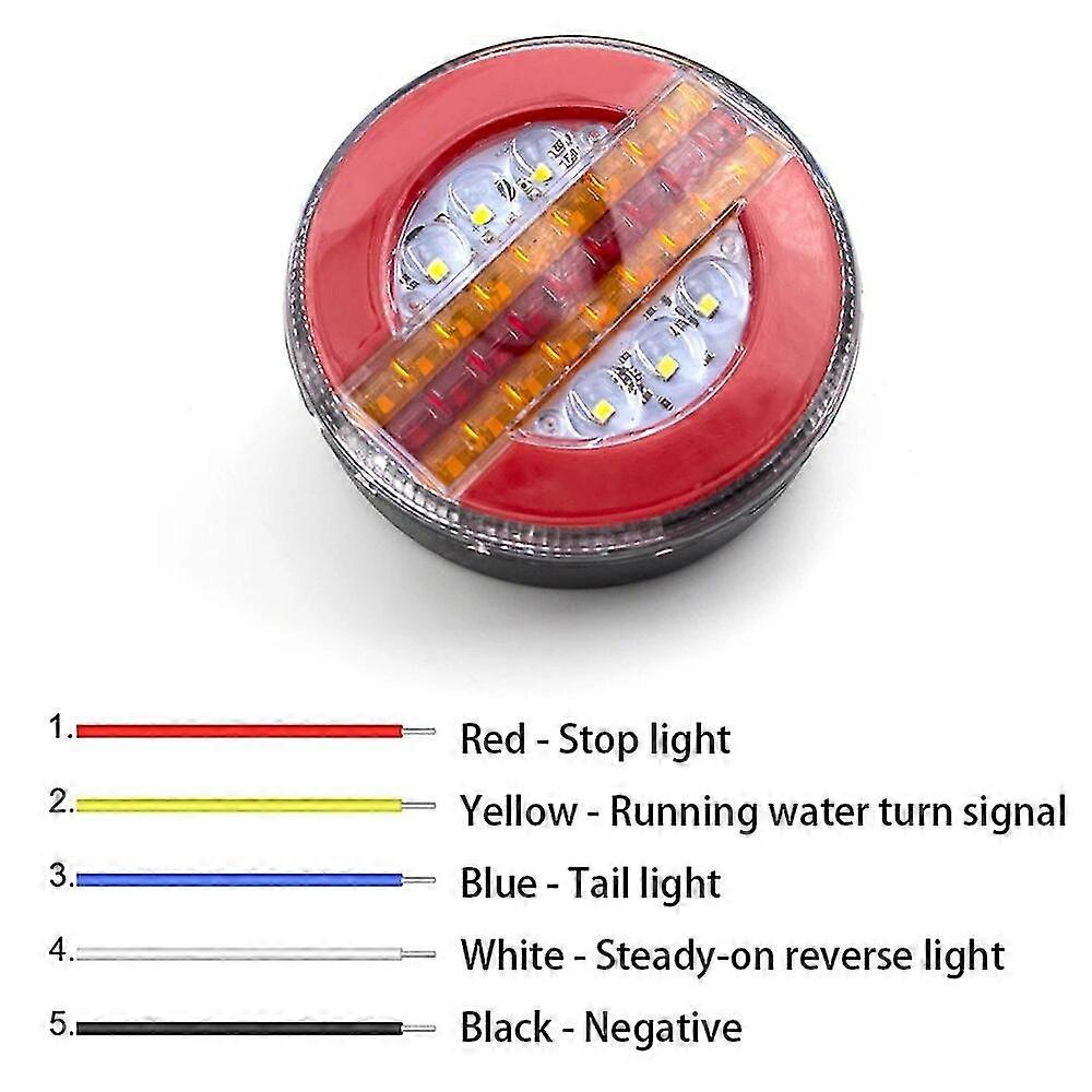 2pcs 12V 24V Round LED Car Truck Taillight Trailer Tail Light Flow ...