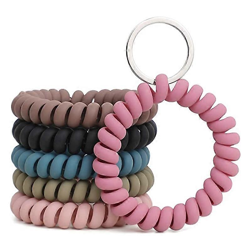5Pcs Wrist Keychain Eco-friendly Stretchable Plastic Flexible Spiral ...