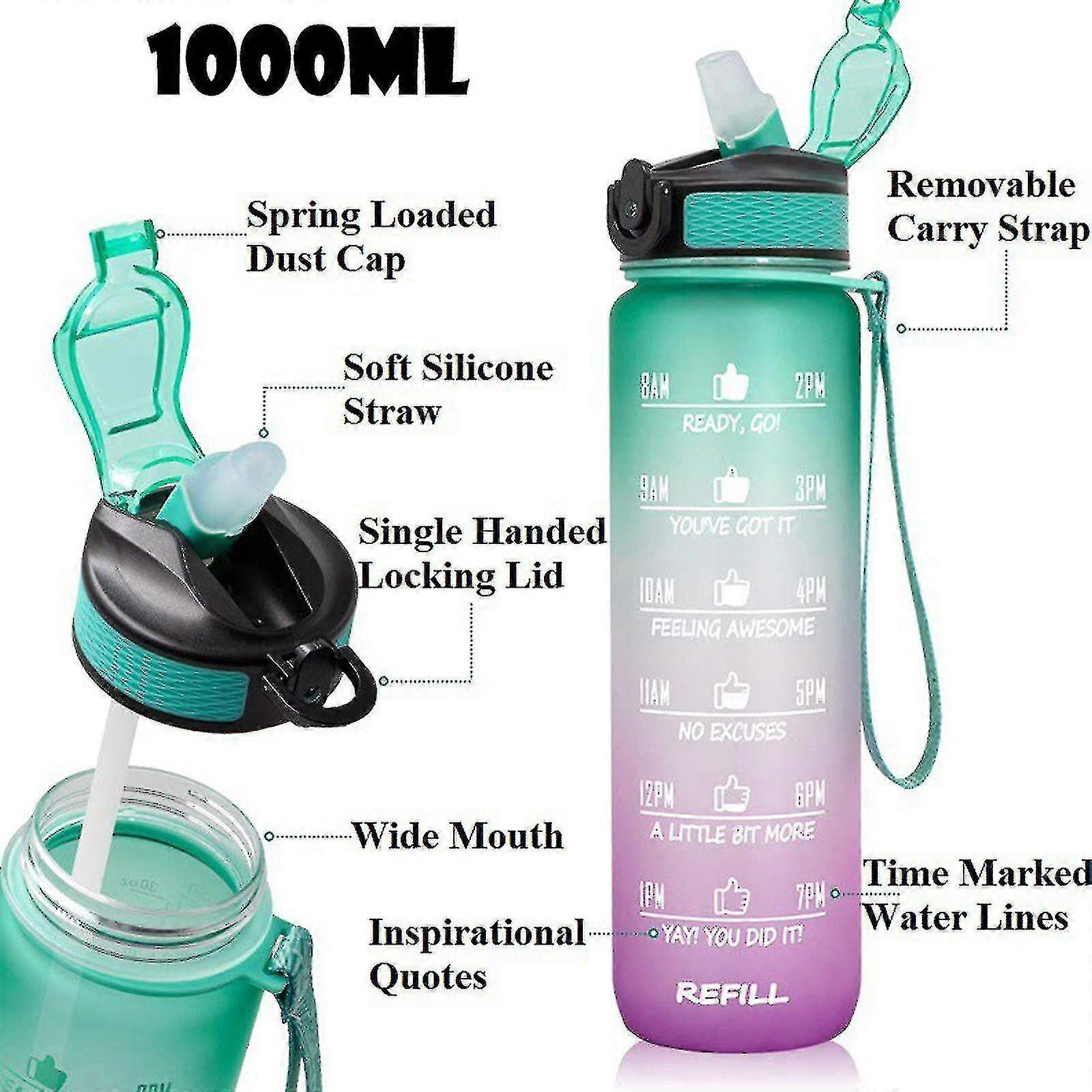1000ml Free Motivational Sports Jug With Time Marker Outdoor Fitness ...