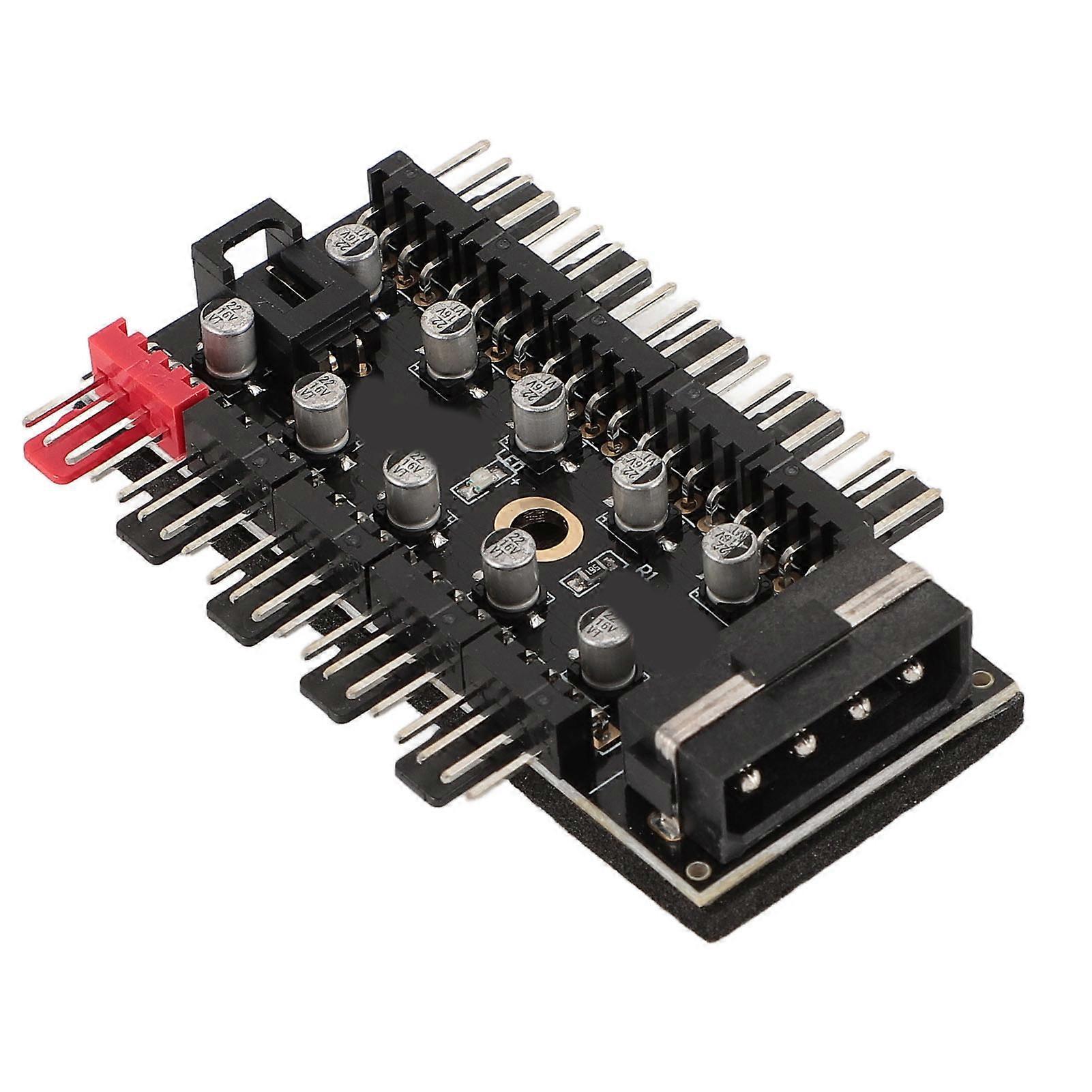 PC Chassis Fan Hub 10 Port 12V 4 Pin Fan CPU Cooling Fan PWM Hub for ...