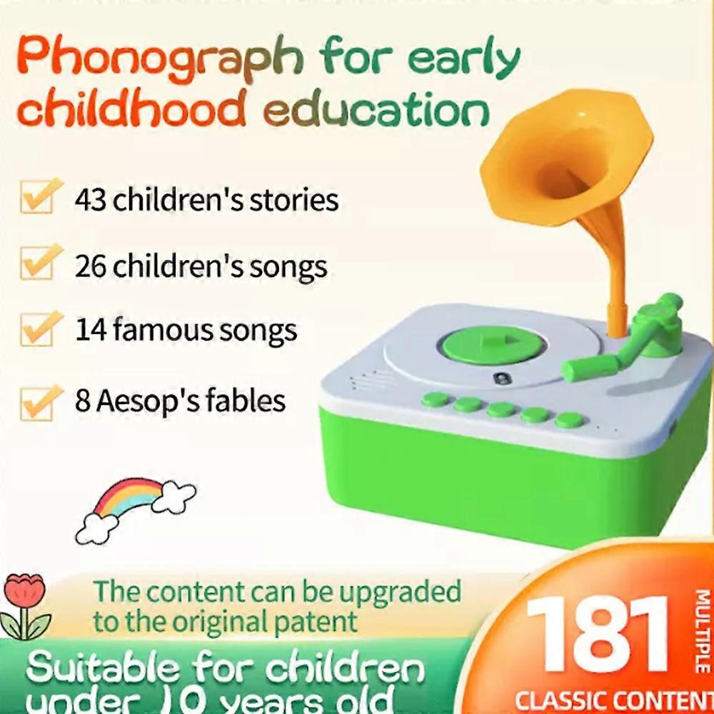 Kids Gramophone with 96 Cards,Children's Phonograph Story Music Player ...