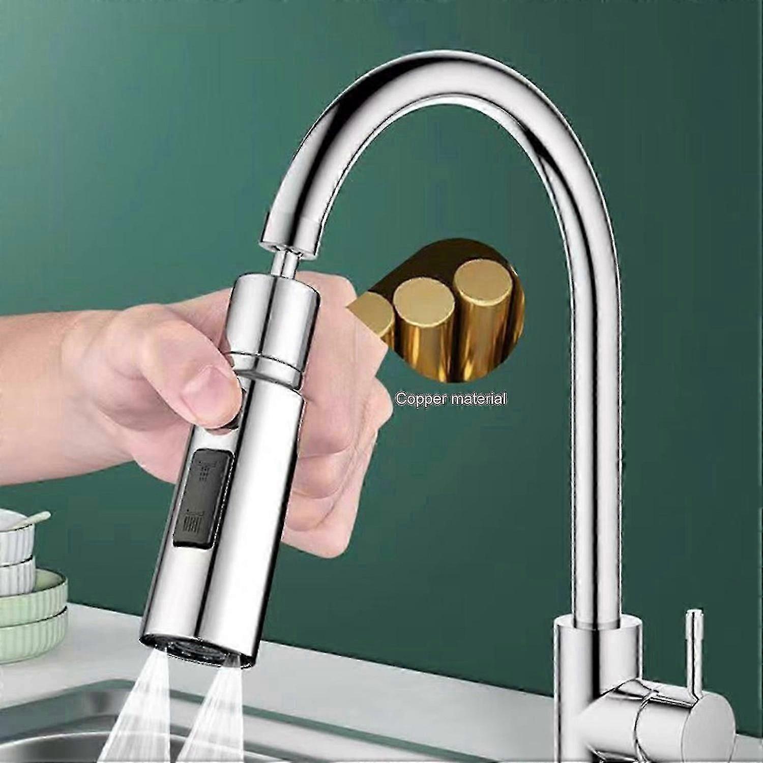 Kitchen Faucet Extender Aerator Splash Proof Spout 3 Function Kitchen ...