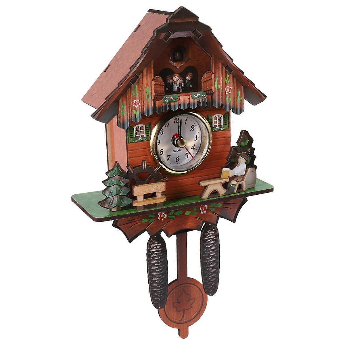 Antique Wooden Cuckoo Wall Clock Bird Time Bell Swing Alarm Watch Home ...