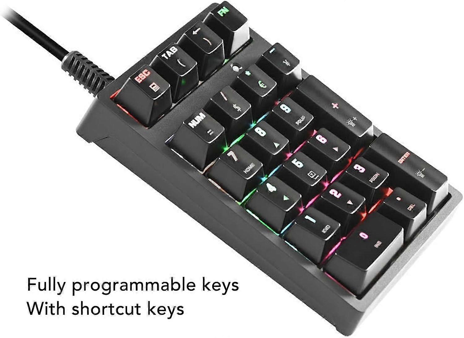 Numeric Keypad, Wired Mechanical Numpad with 21 Blue Switch Keys, Color ...