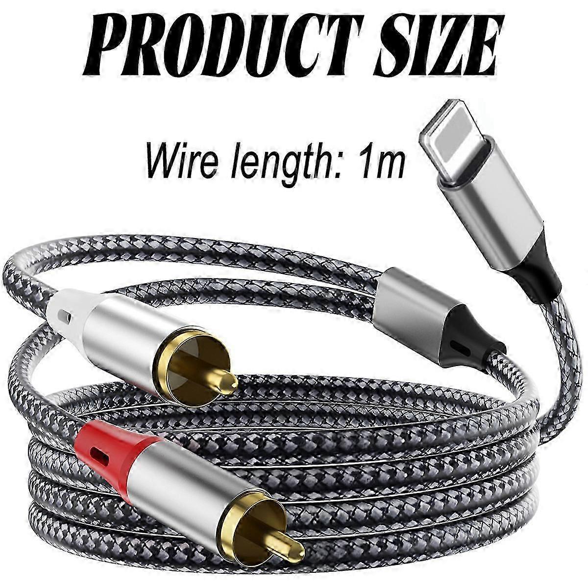 Electric adapter RCA cable for iPhone, Lightning cable to RCA for ...