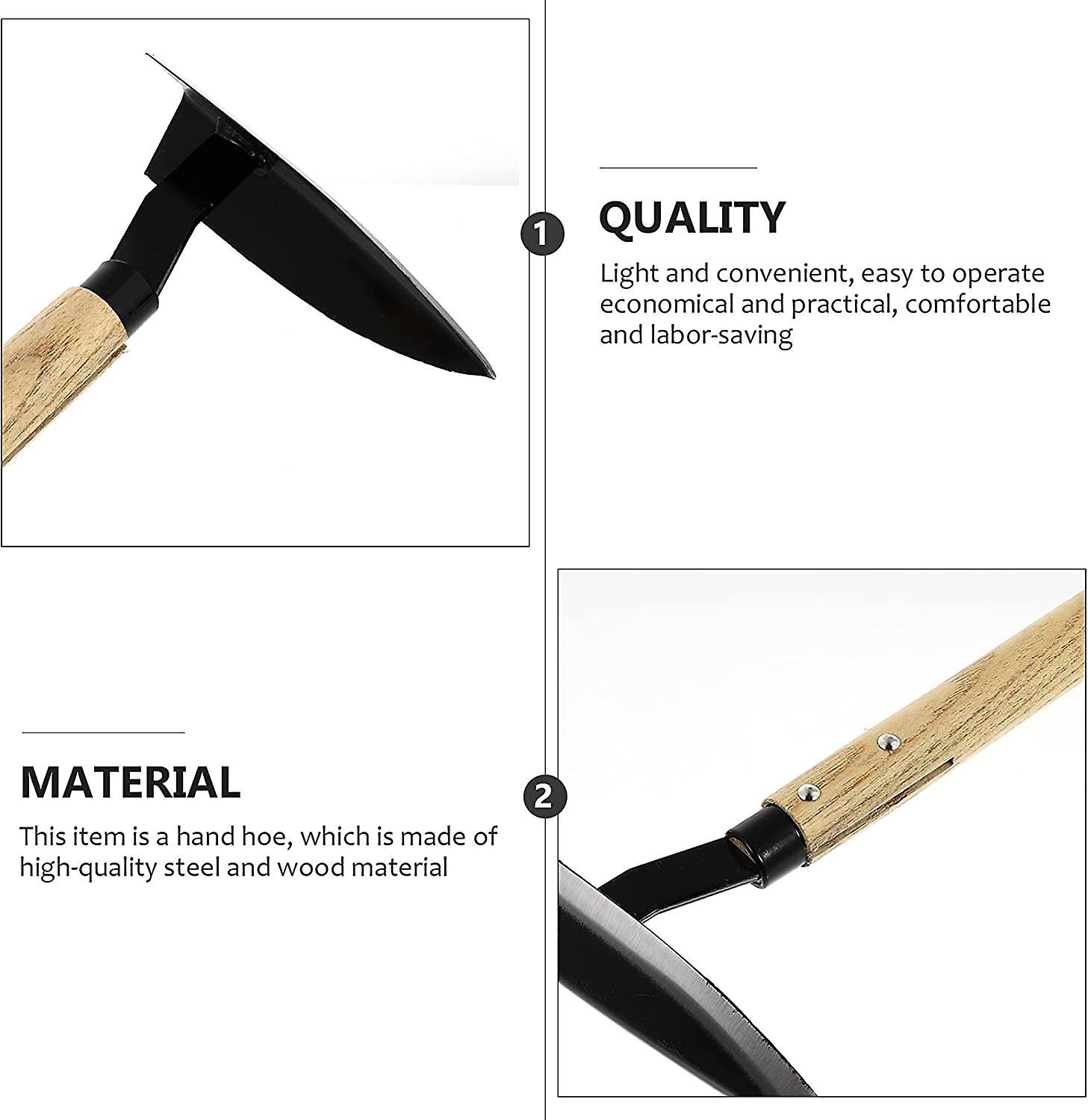 2024 Wooden Handle Stainless Steel Garden Hoe Weeding Sickle Gardening ...