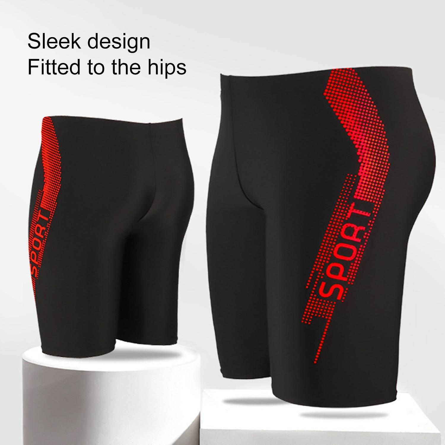 Inner Drawstring Mid-rise Streamlined Design Swimming Trunks Men Swim ...