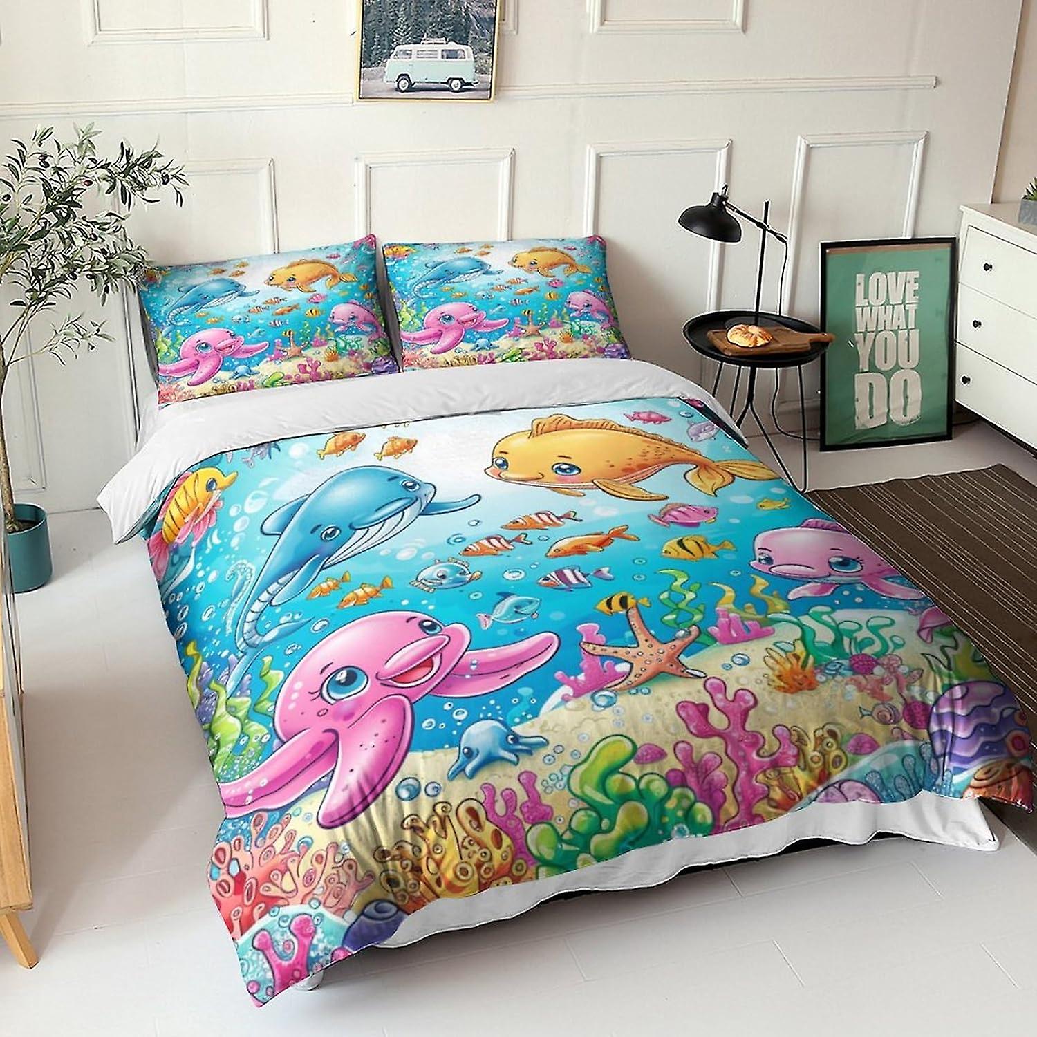 Cute Ocean Animals 3PCs Quilt Cover 3D Printed Sea Decorative Fish ...