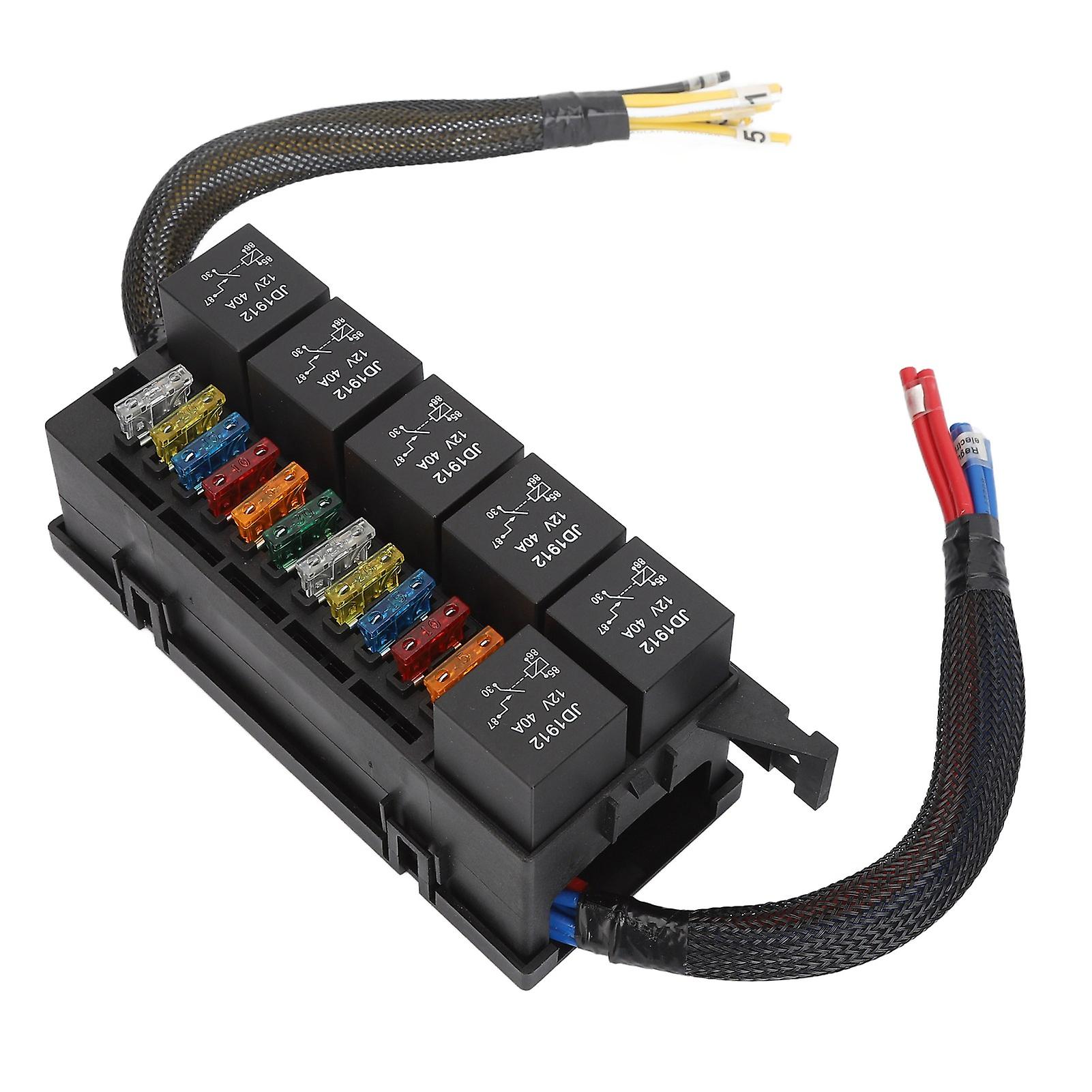 Risegun Waterproof Fuse Relay Box 12V Fuse Relay Box Kit 6Pcs 4 Pin ...