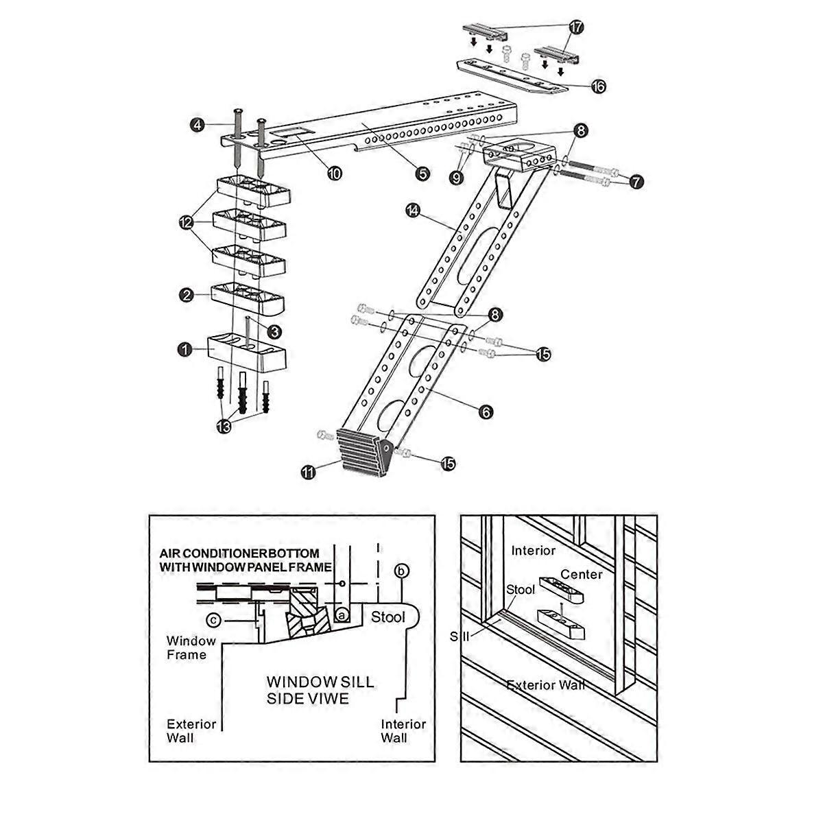Window Air Conditioner Support Bracket,Adjustable Anti-Slip Shock ...