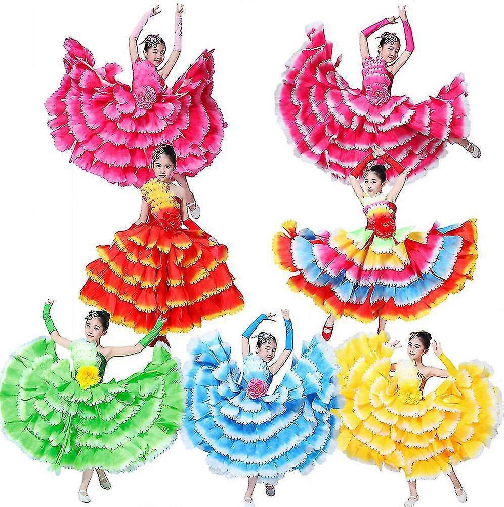 Girls Modern Petal Dance Dress Pageant Costume Spanish Flamenco ...