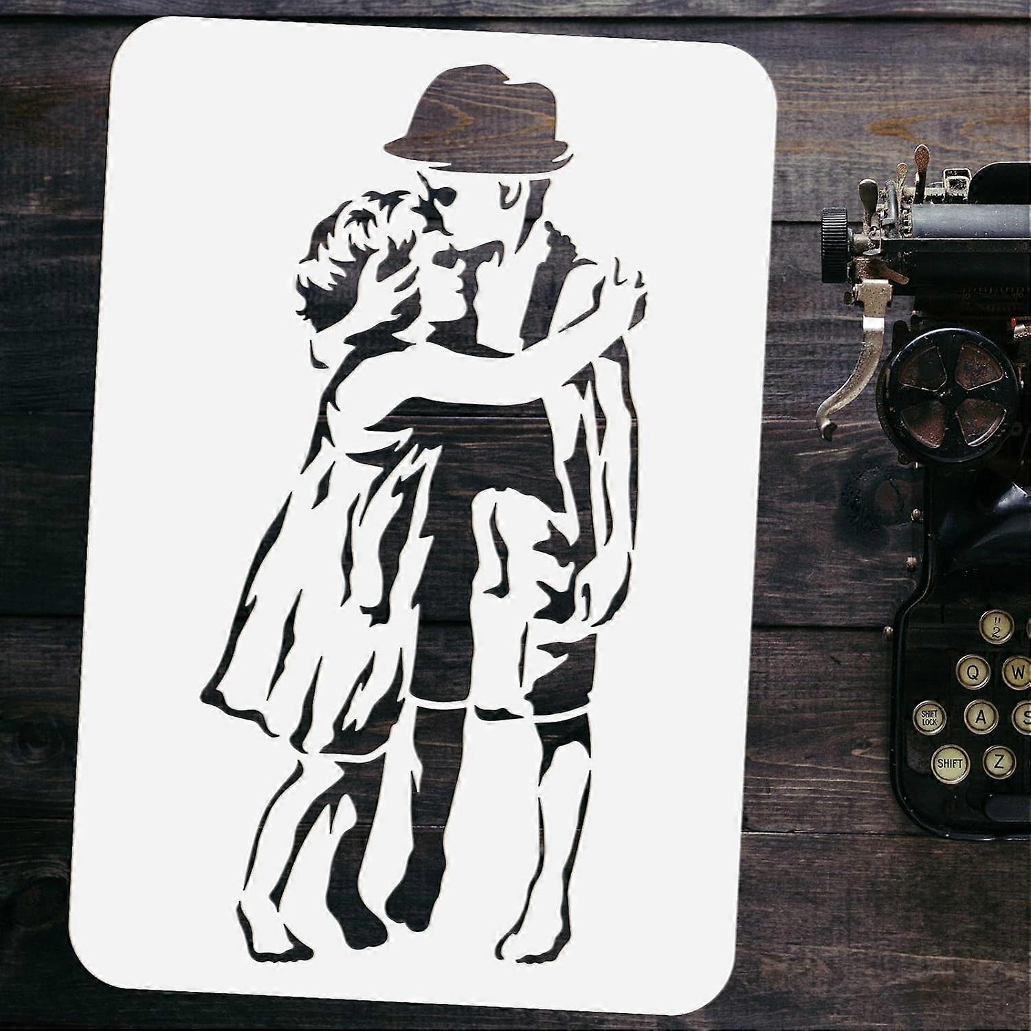 Banksy Kids Hugging Stencil 8.3x11.7inch Reusable Banksy Girl Painting ...