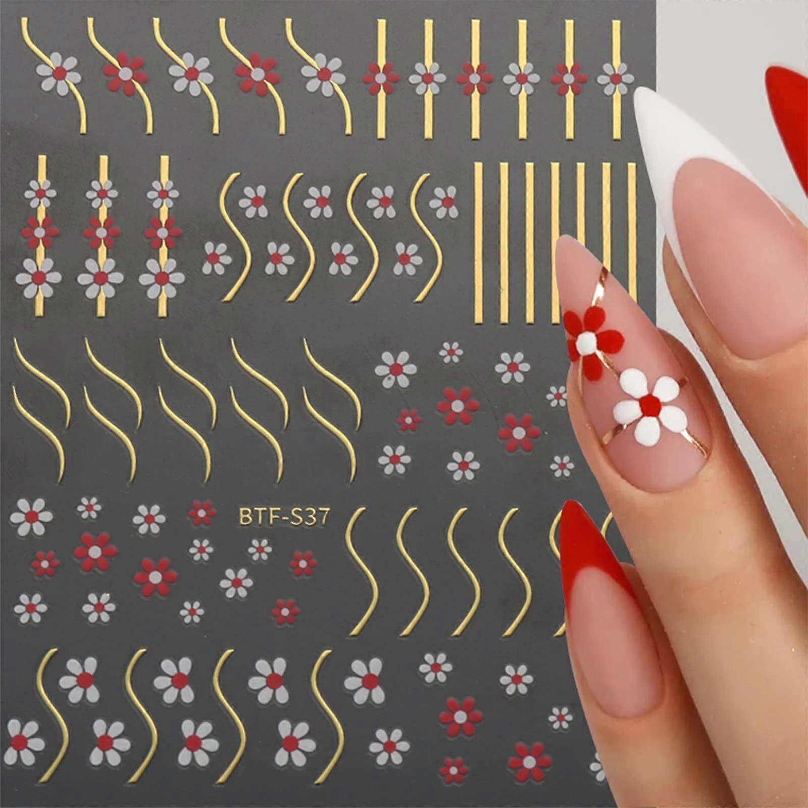 9 Sheets Flower Nail Art Stickers Decals Self-Adhesive Spring Summer ...