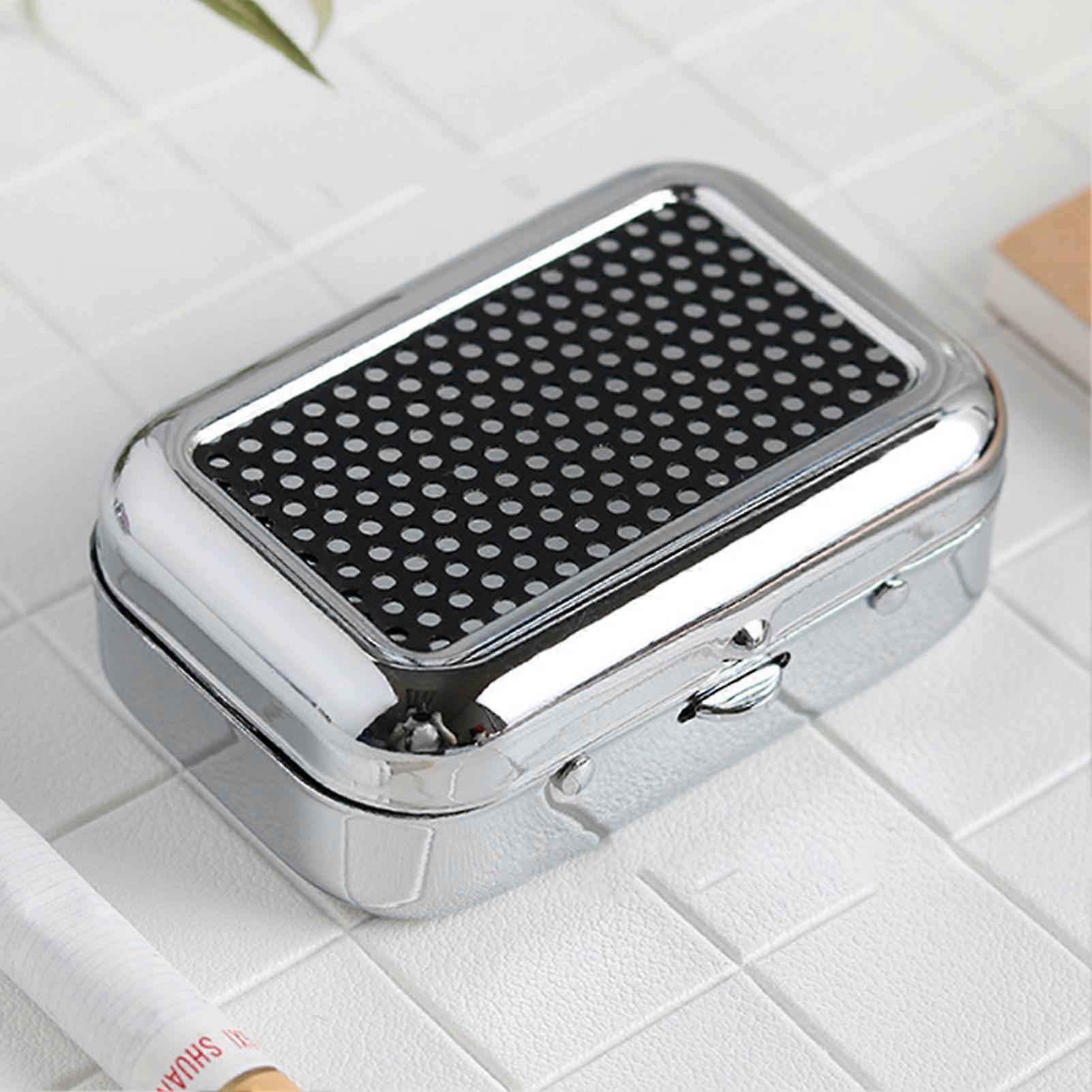 Ashtray with Lockable Lid Portable Metal Desktop Smoking Cigarette Ash ...