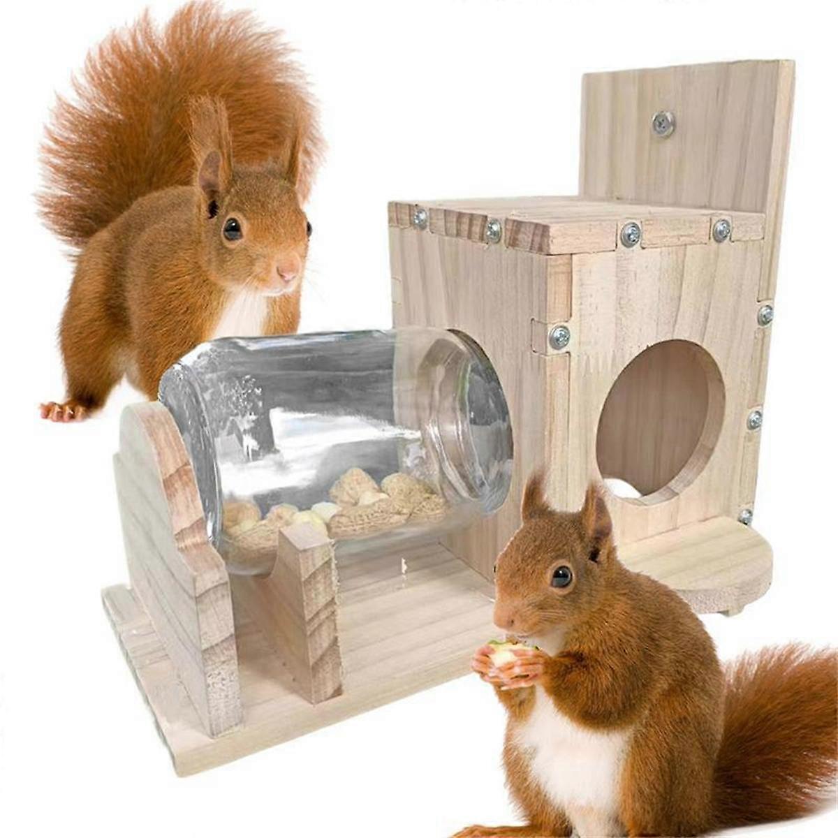 Squirrel Feeding Box Durable Food Container Wooden Squirrel Pet Food ...