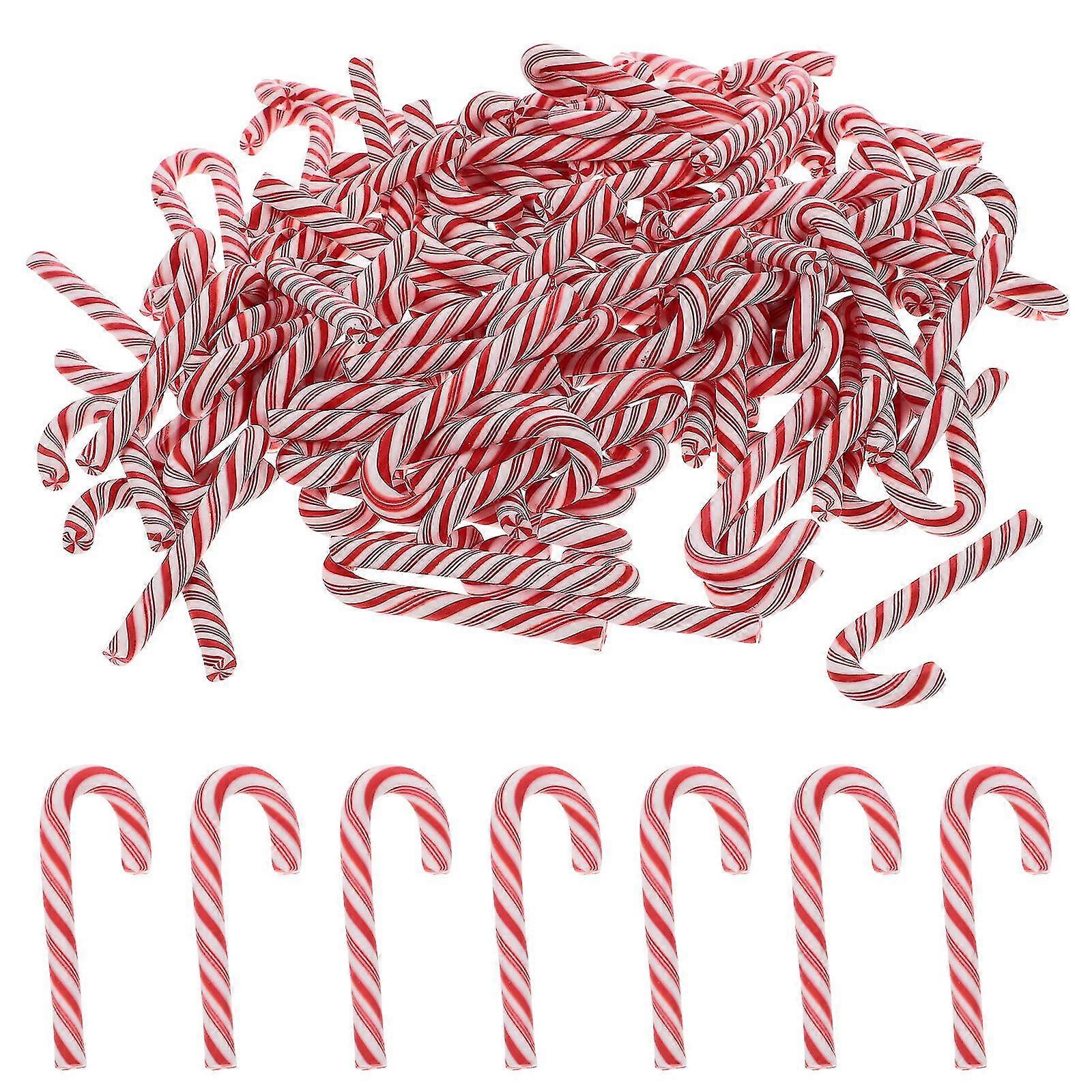 100pcs Christmas Candy Cane Miniature Candy Cane Diy Crafts Resin Candy ...